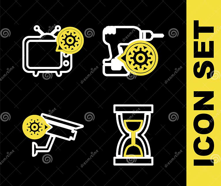 Set Line Drill Machine Setting, Old Hourglass with Sand, Security ...