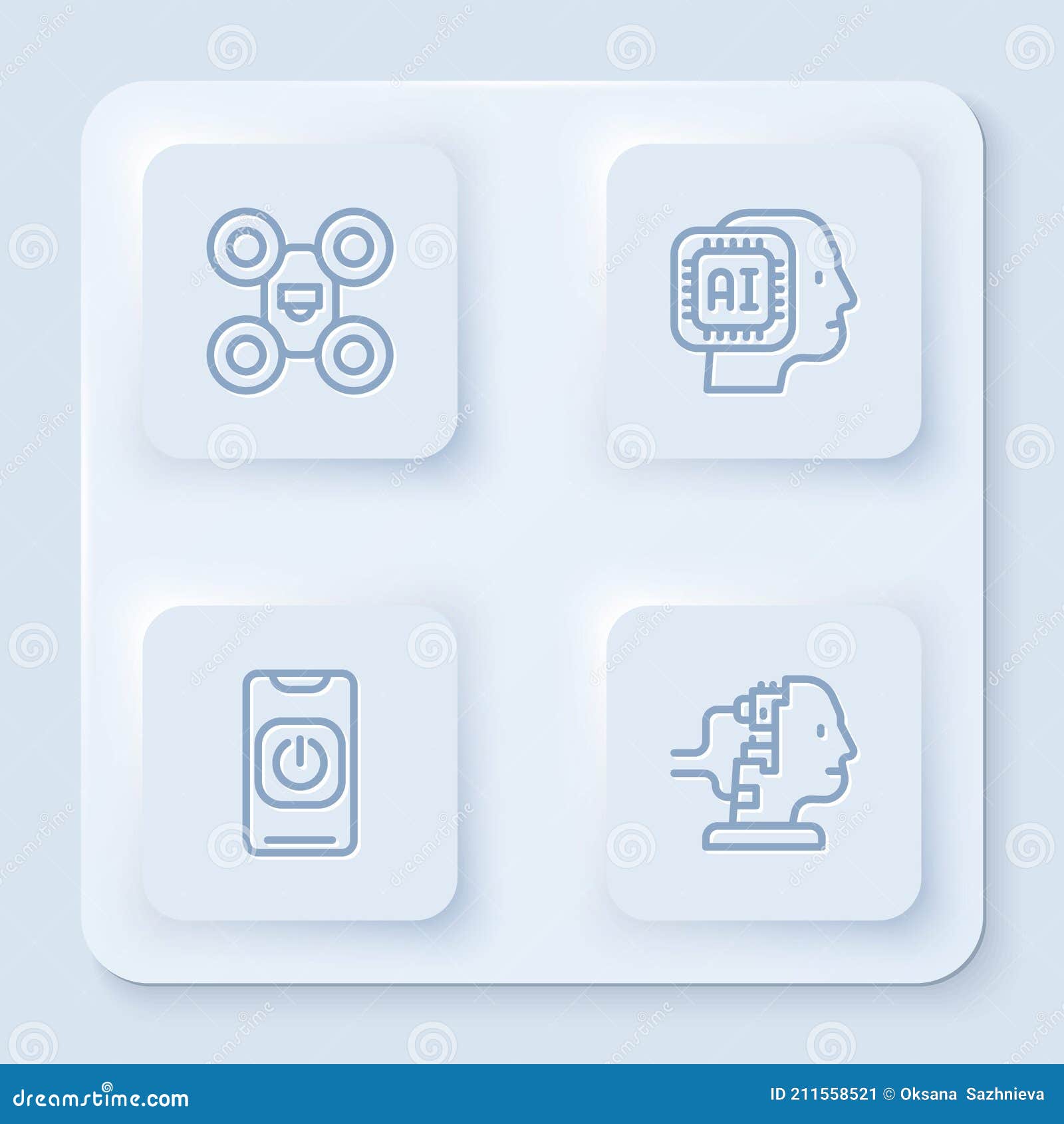 Set Line Drone, Humanoid Robot, Turn Off from Phone and Robot for ...