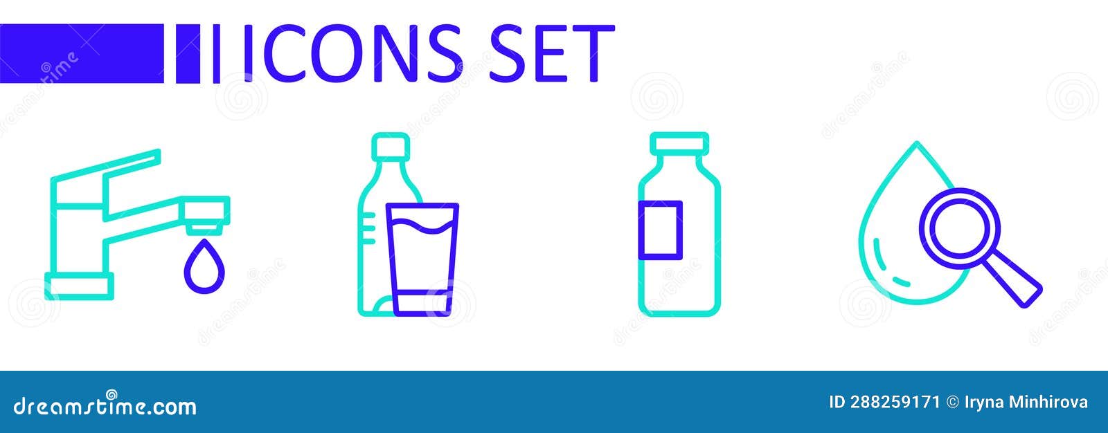 Set Line Drop and Magnifying Glass, Bottle of Water, with and Water Tap ...