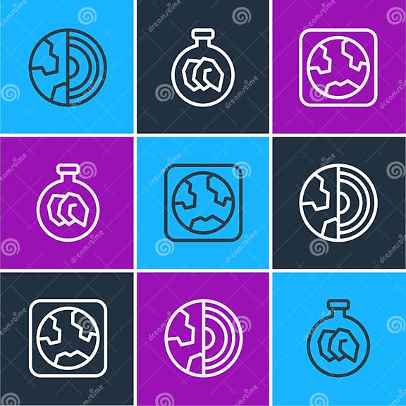 Set Line Earth Core Structure Crust, Globe and Exhibition with Minerals ...