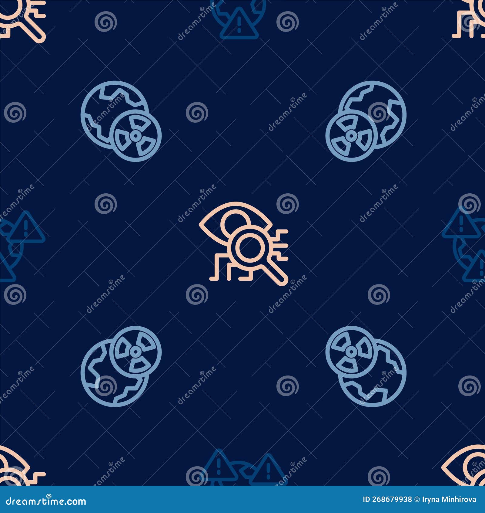 Set Line Earth with Exclamation Mark, Planet Earth and Radiation and ...