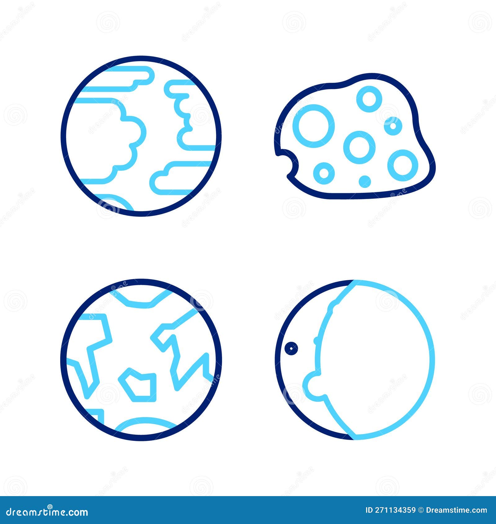 Earth Asteroid Icon Color Outline Vector Stock Image | CartoonDealer ...