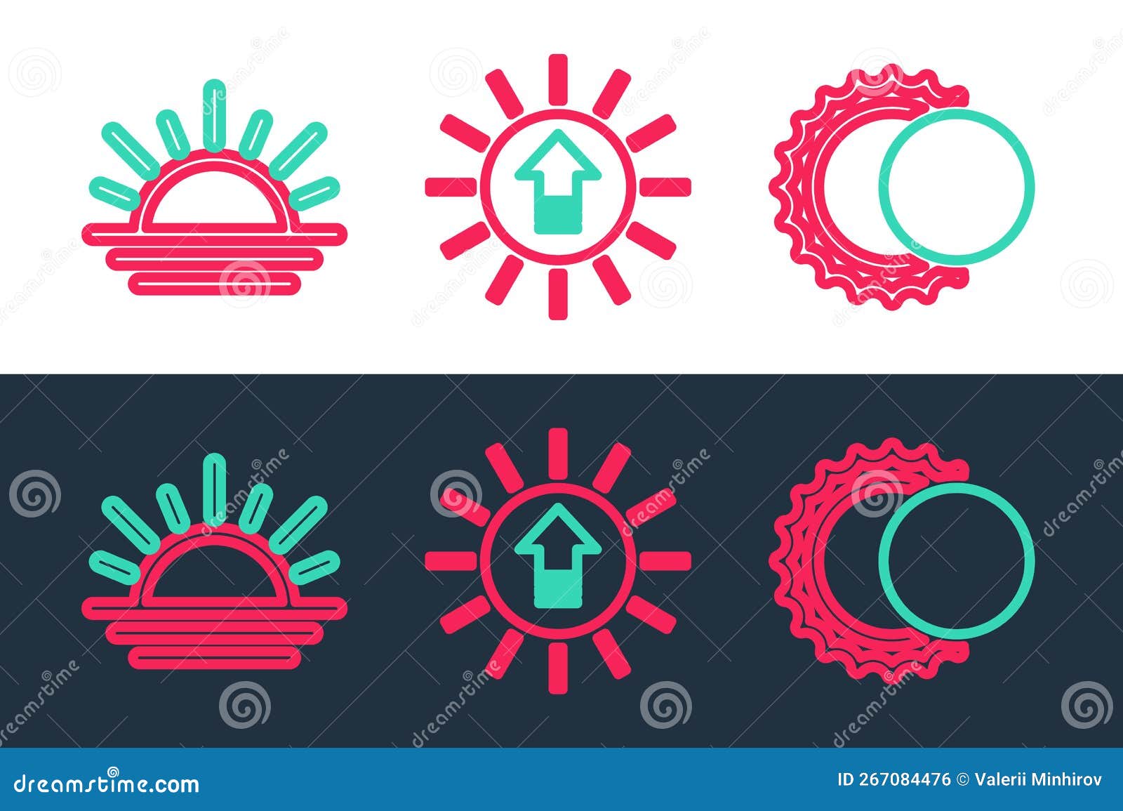 Set Line Eclipse of the Sun, Sunset and Icon. Vector Stock Vector ...