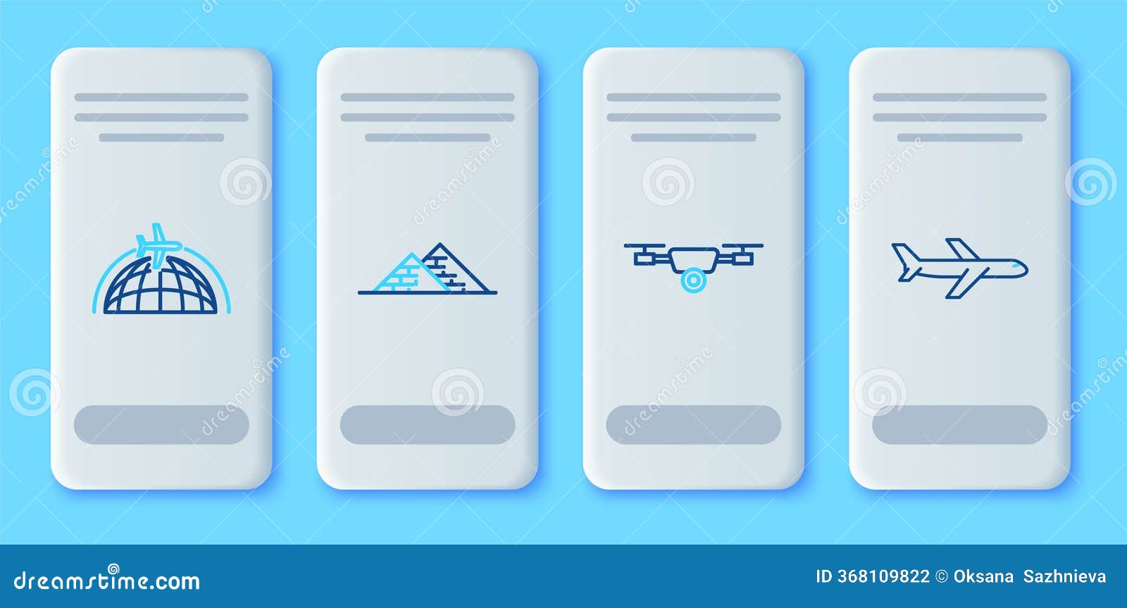 Globe With Plane Line And Silhouette Icon Set. Travel Around World ...