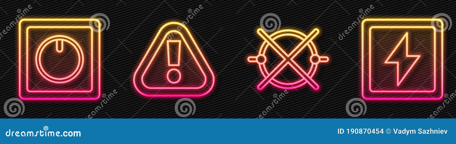 Set Line Electric Circuit Scheme, Electric Light Switch, Exclamation ...