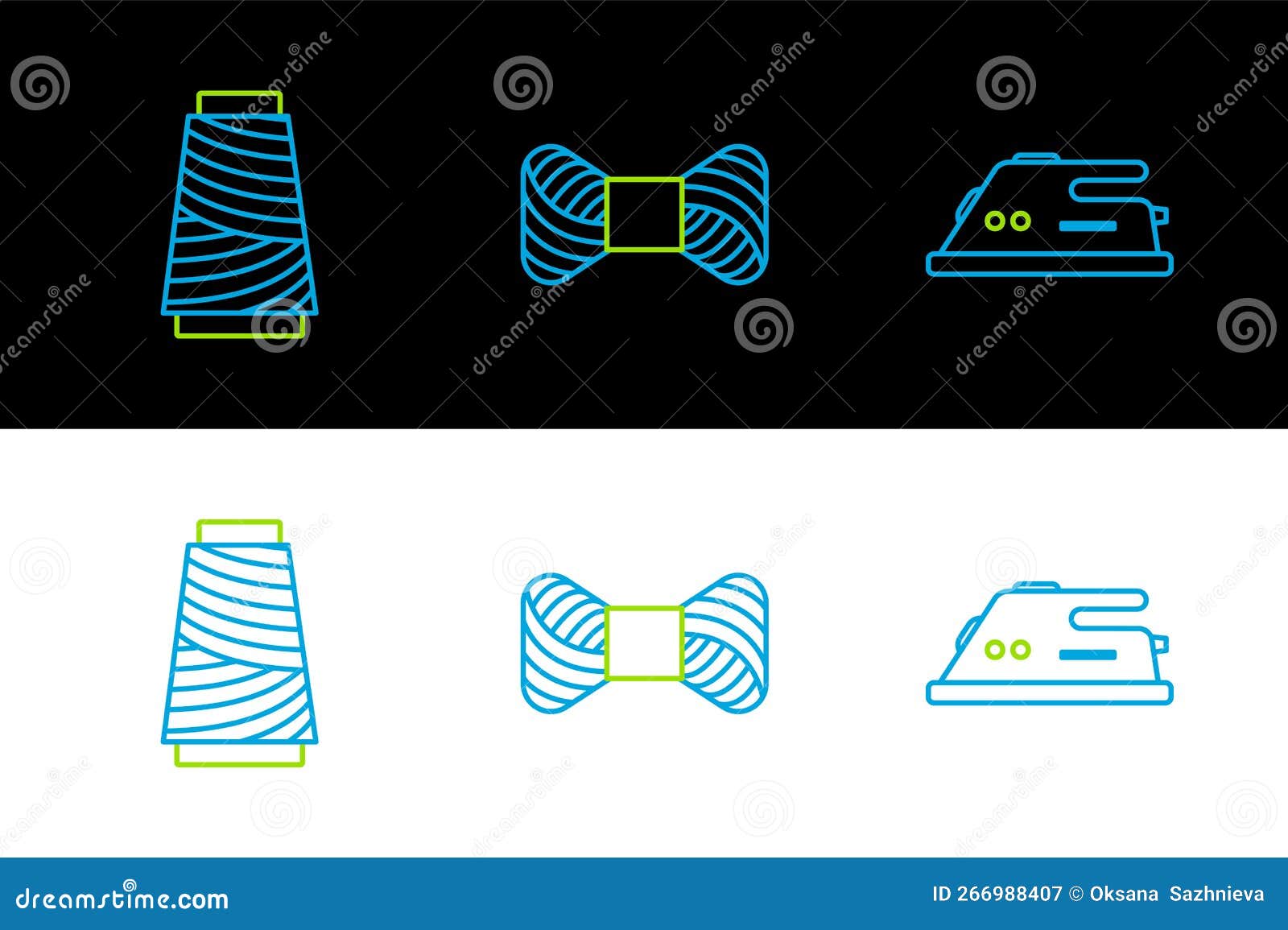 Set Line Electric Iron, Sewing Thread Spool and Icon. Vector Stock ...
