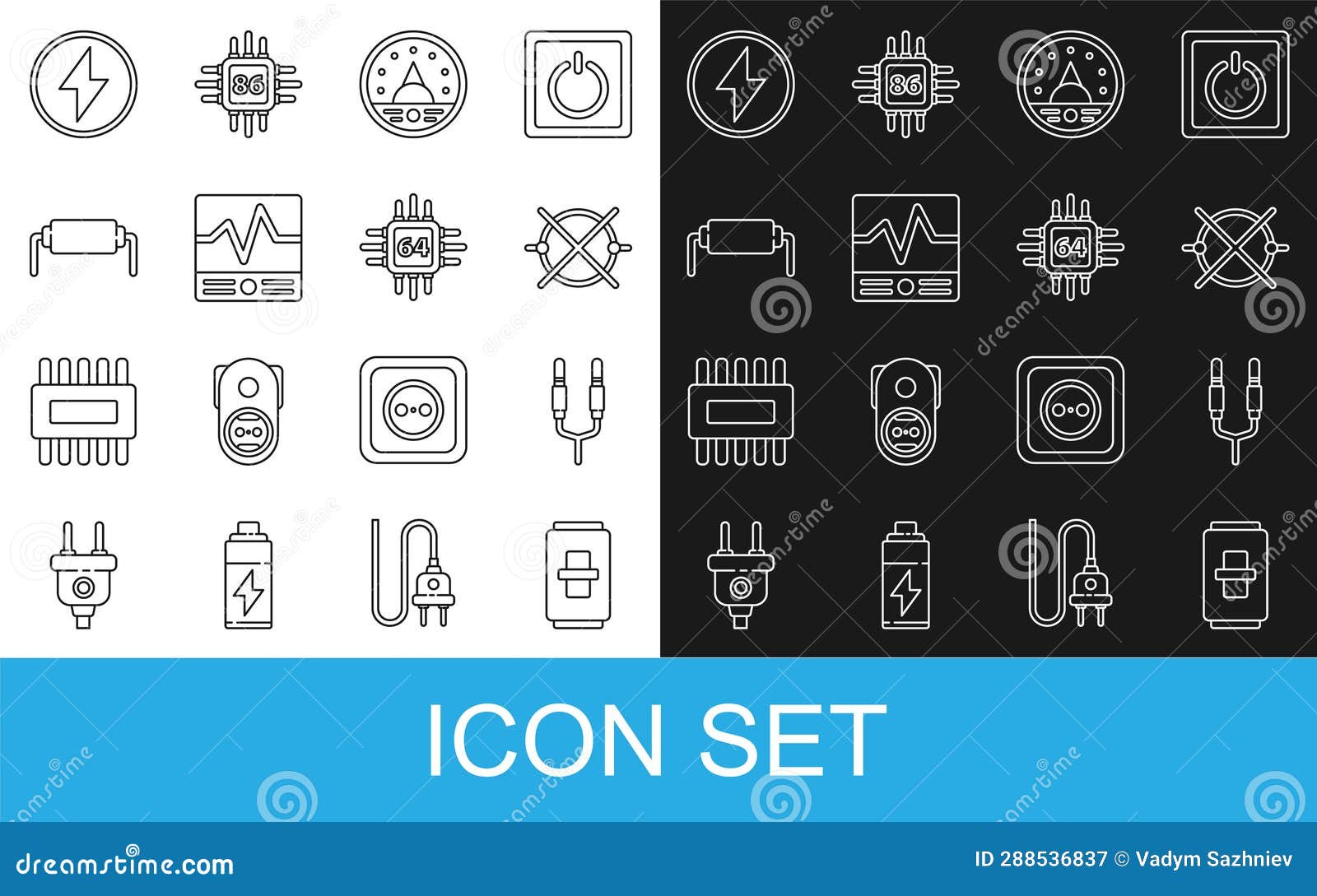 Set Line Electric Light Switch, Ampere Meter, Multimeter, Voltmeter ...