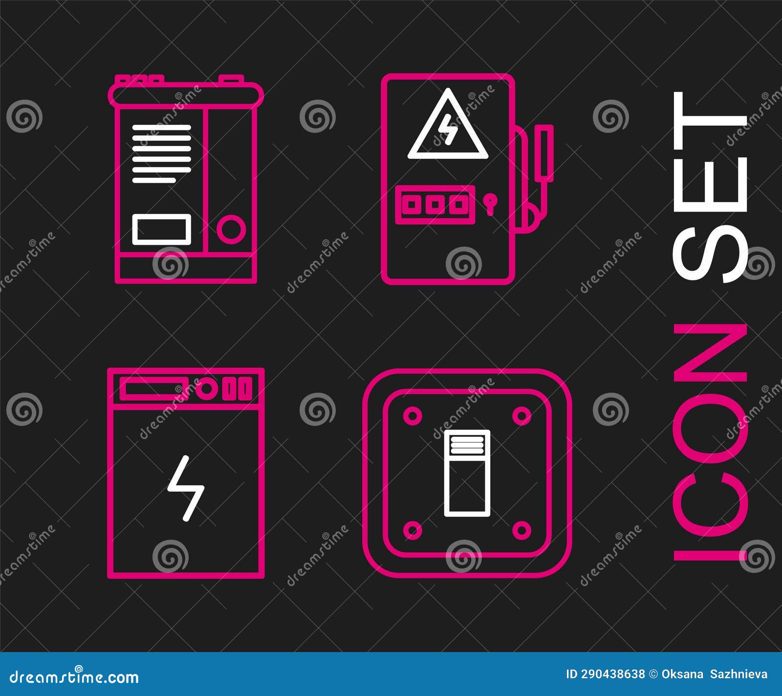 Set Line Electric Light Switch, Power Bank, Electrical Panel and Car ...