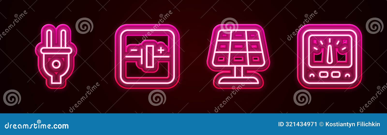 Voltage Neon Light Alphabet, Realistic Extra Glowing Font Cartoon ...