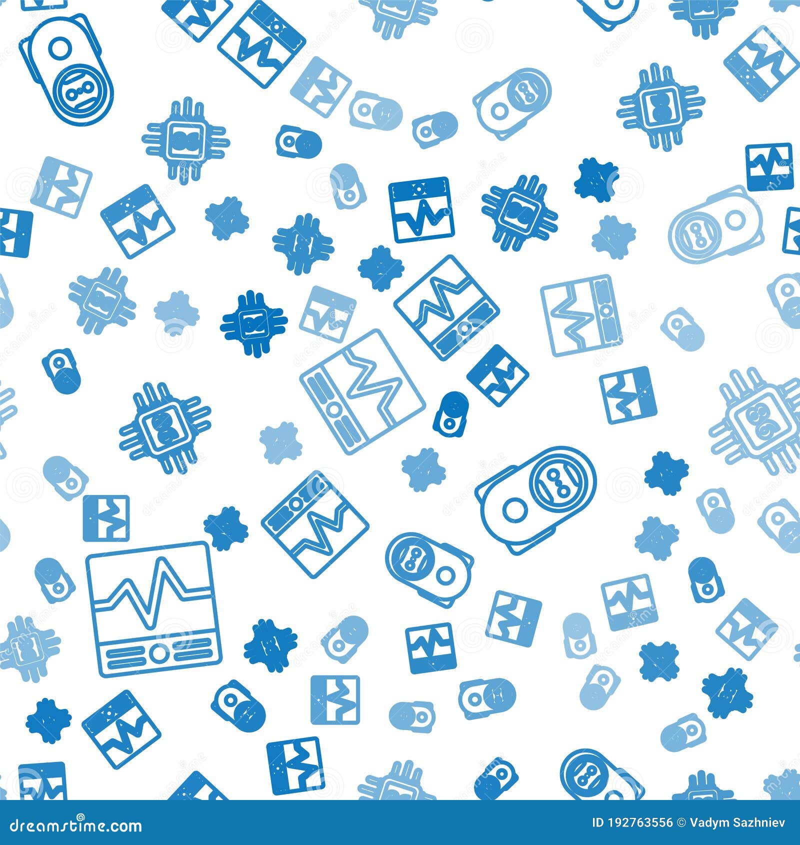 Set Line Electrical Measuring Instruments, Electrical Outlet and Processor with Microcircuits ...