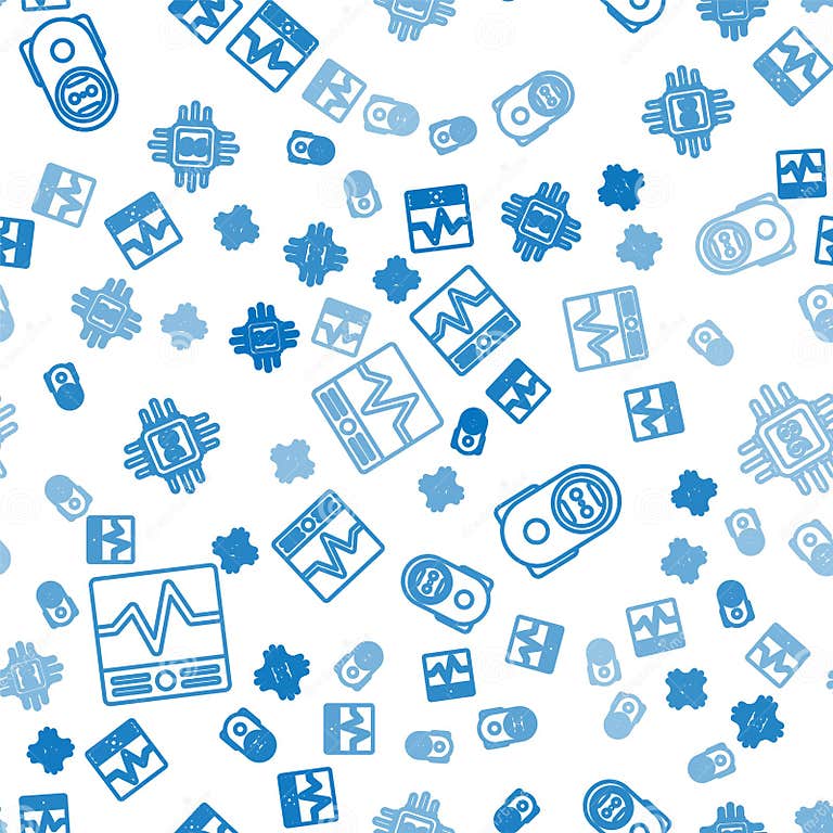 Set Line Electrical Measuring Instruments, Electrical Outlet and Processor with Microcircuits ...