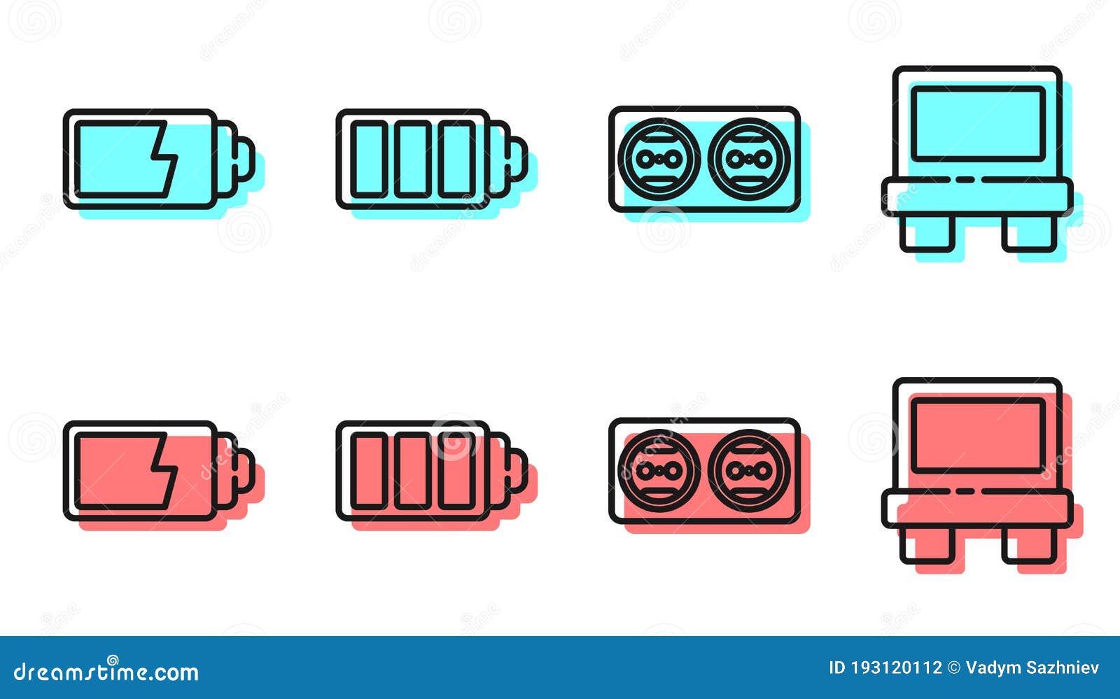 Set Line Electrical Outlet, Battery Charge Level Indicator, Battery ...