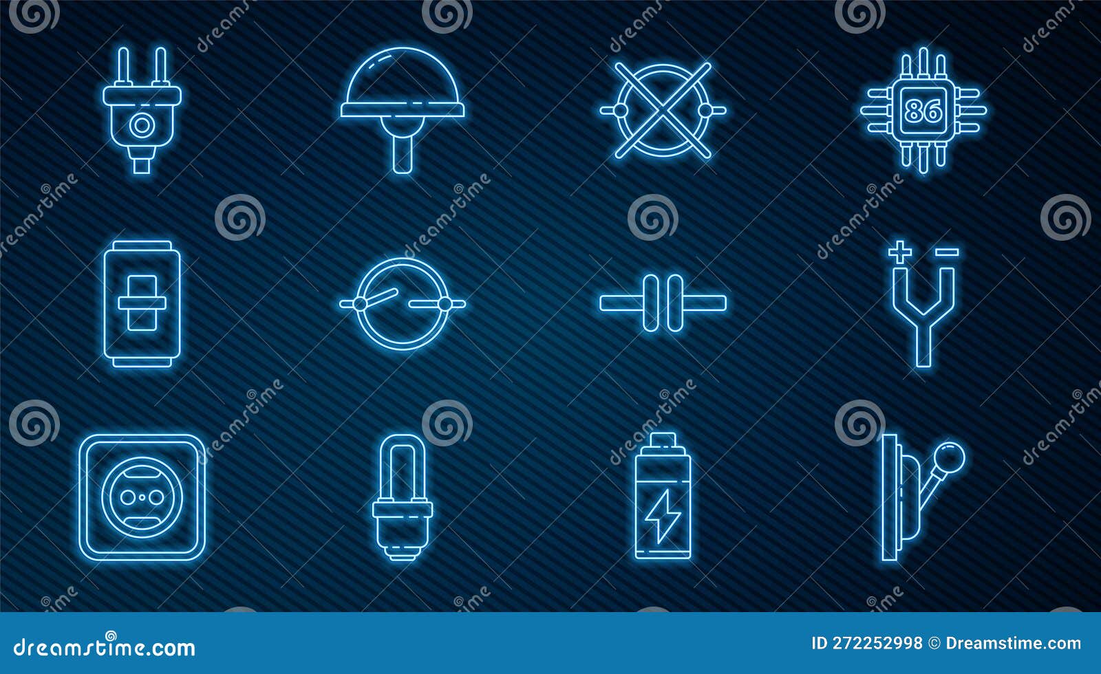 Set Line Electrical Panel, Cable, Circuit Scheme, Light Switch, Plug ...
