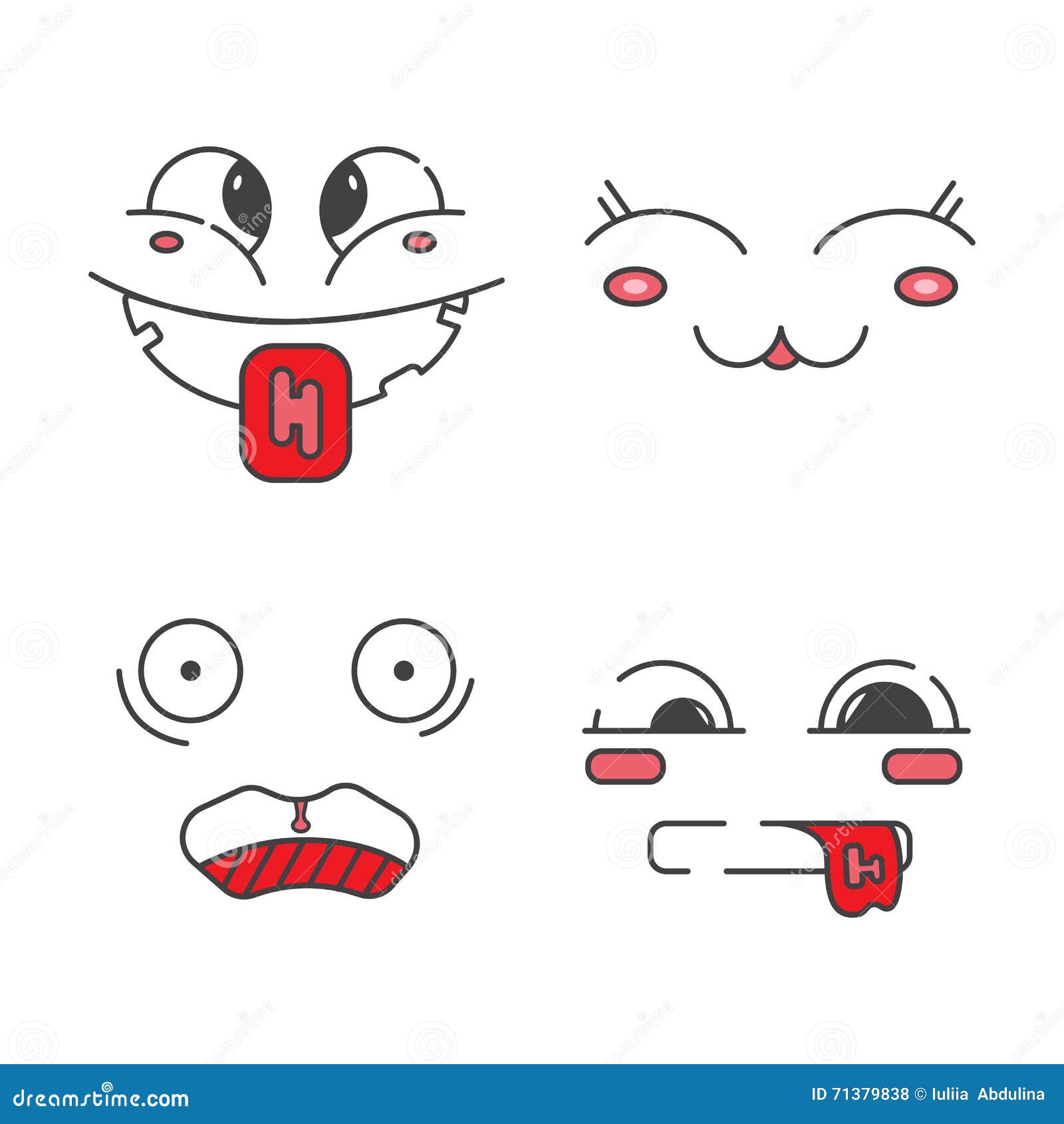 Set of line emoticons stock illustration. Illustration of iconography ...