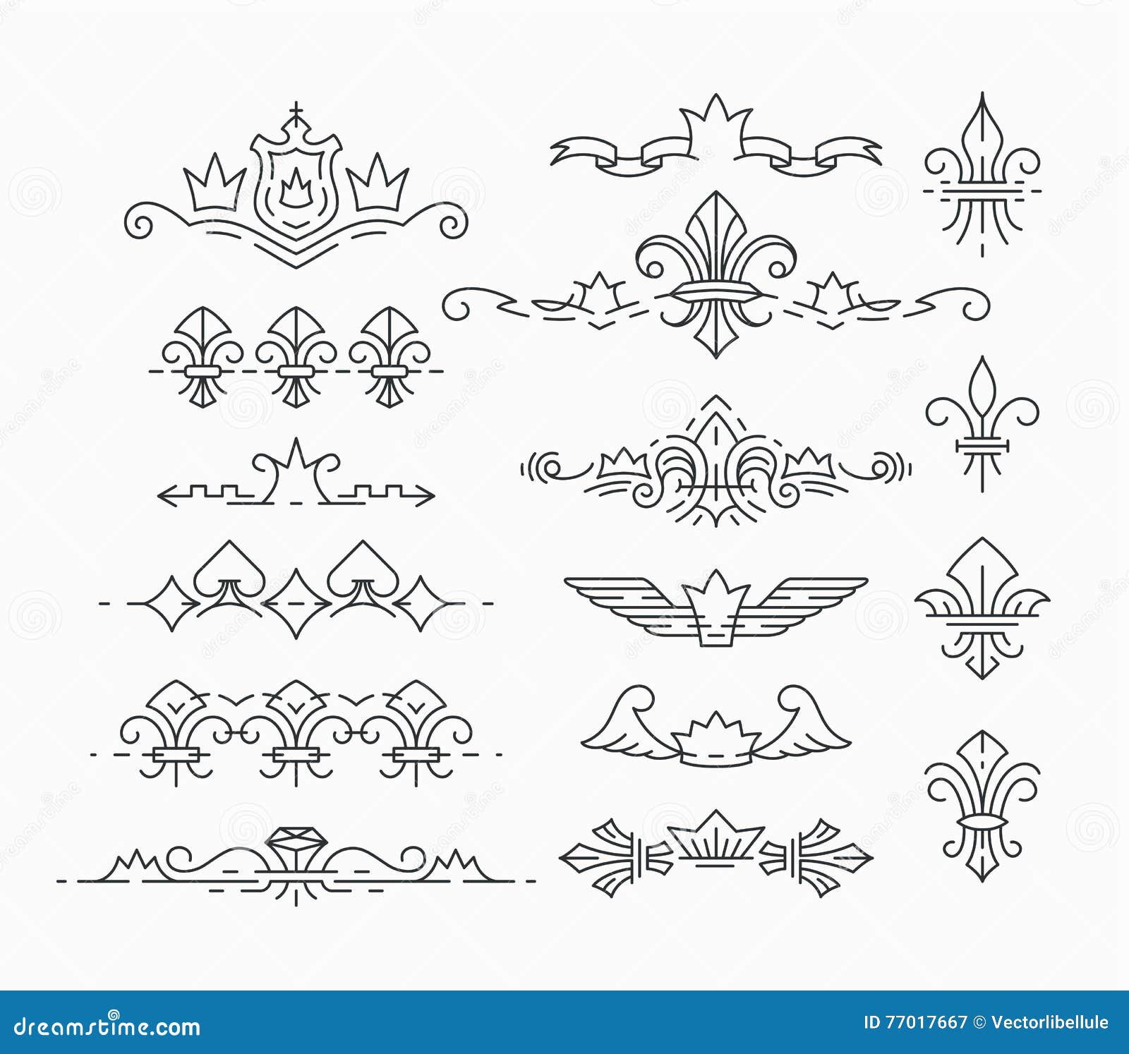 Set of Line, Empty Royal Symbols Stock Vector - Illustration of knight ...
