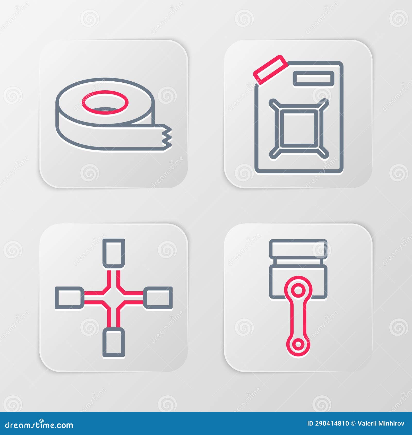 Set Line Engine Piston, Wheel Wrench, Canister for Gasoline and Scotch ... Set Line Engine Piston, Wheel Wrench, Canister for Gasoline and Scotch ...