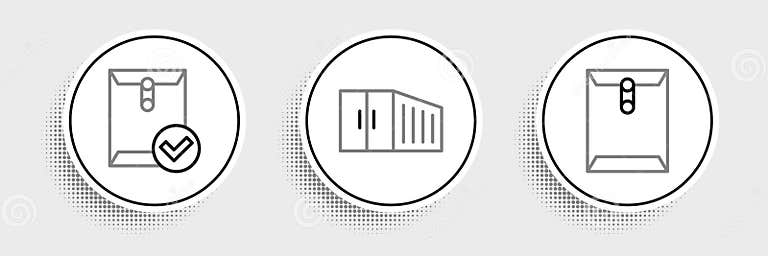 Set Line Envelope, and Check Mark and Container Icon. Vector Stock ...
