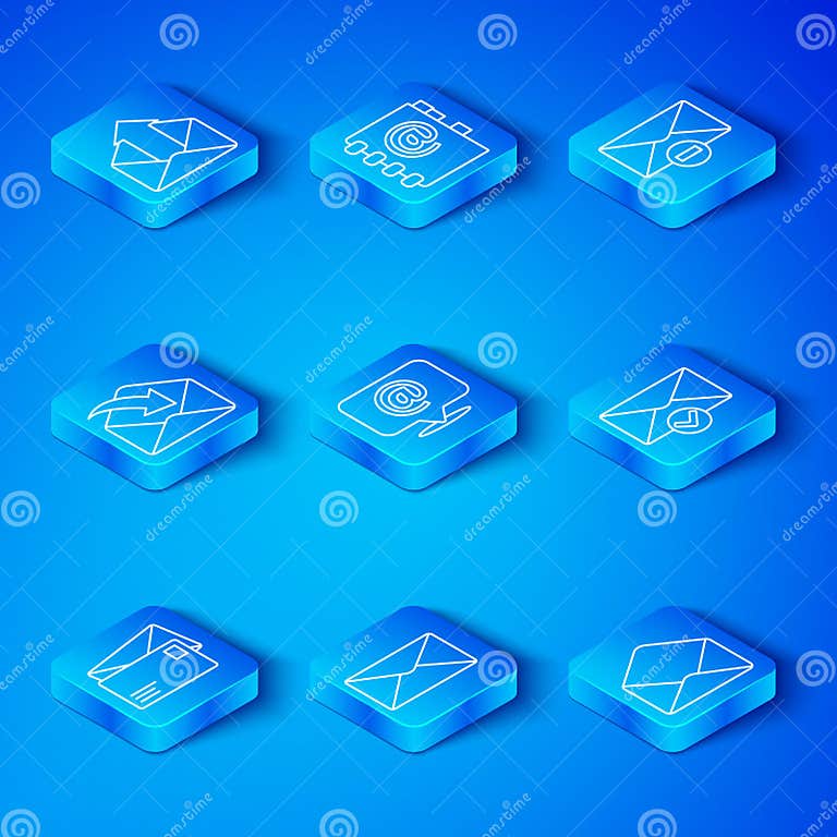 Set Line Envelope, Mail and E-mail on Speech Bubble, Check Mark, Delete ...