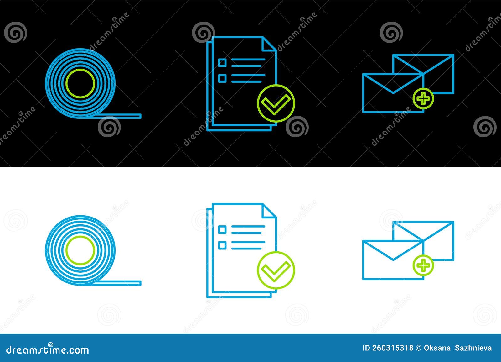 Set Line Envelope, Scotch and Document and Check Mark Icon. Vector ... Set Line Envelope, Scotch and Document and Check Mark Icon. Vector ...