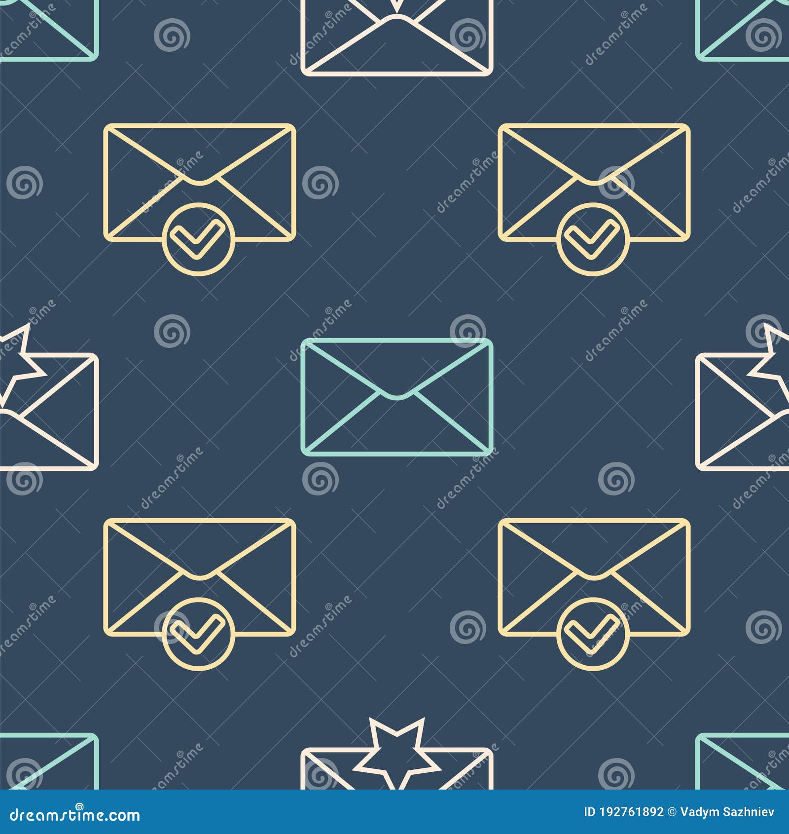 Set Line Envelope with Star, Envelope and Check Mark and Envelope on ...