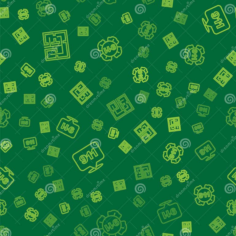 Set Line Evacuation Plan, Emergency Call 911 and on Seamless Pattern ...