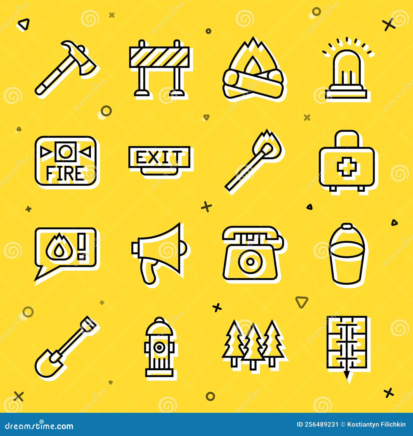 Set Line Evacuation Plan, Fire Bucket, First Aid Kit, Campfire, Exit ...