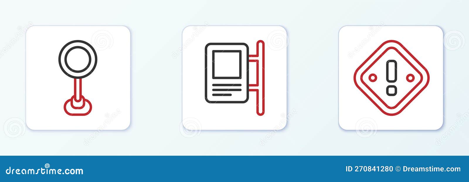 Set Line Exclamation Mark in Triangle, Road Traffic Sign and Icon ... Set Line Exclamation Mark in Triangle, Road Traffic Sign and Icon ...