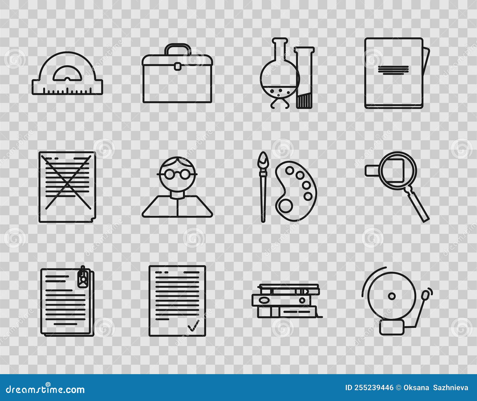 Set Line File Document and Paper Clip, Exam Sheet with Check Mark ...