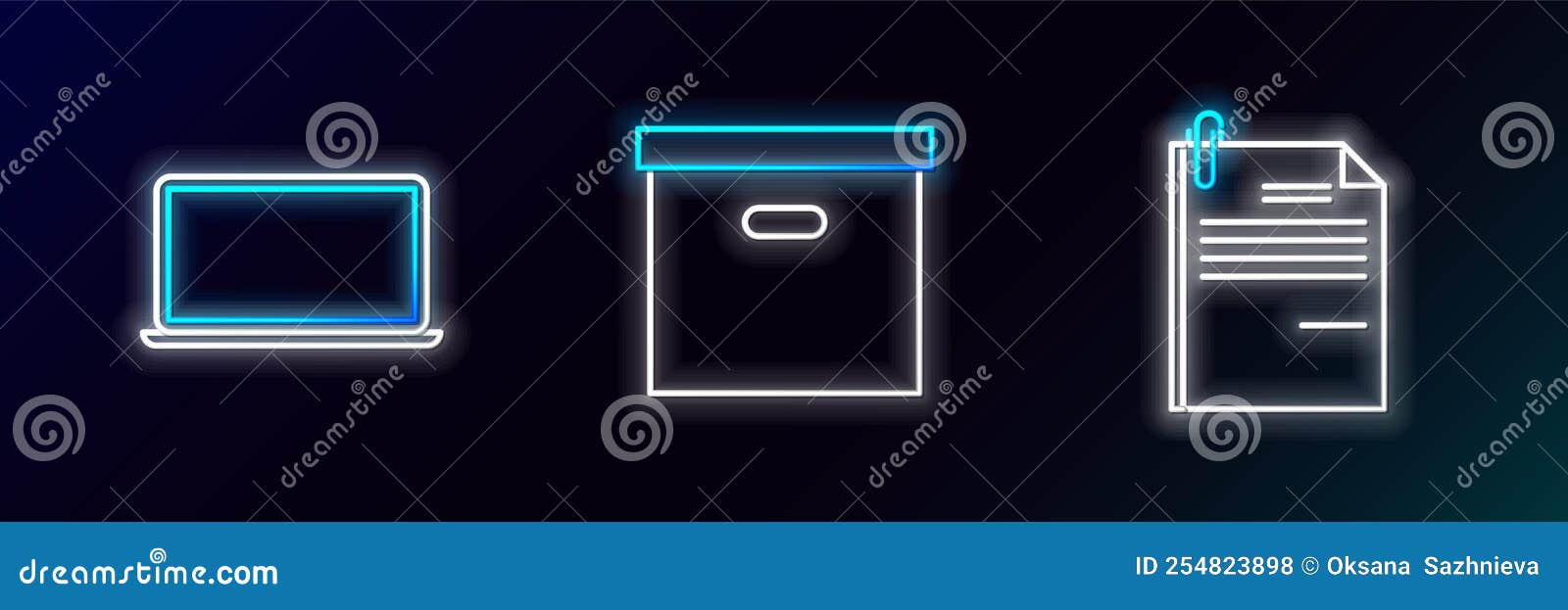 Set Line File Document and Paper Clip, Laptop and Carton Cardboard Box ... Set Line File Document and Paper Clip, Laptop and Carton Cardboard Box ...
