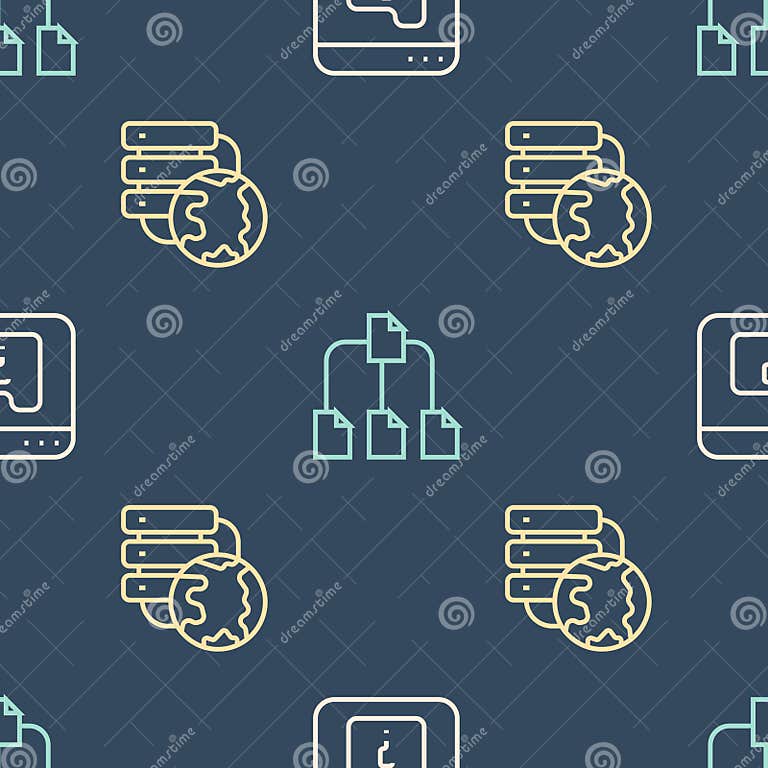Set Line File Missing Network Cloud Connection And Folder Tree On Seamless Pattern Vector 5424