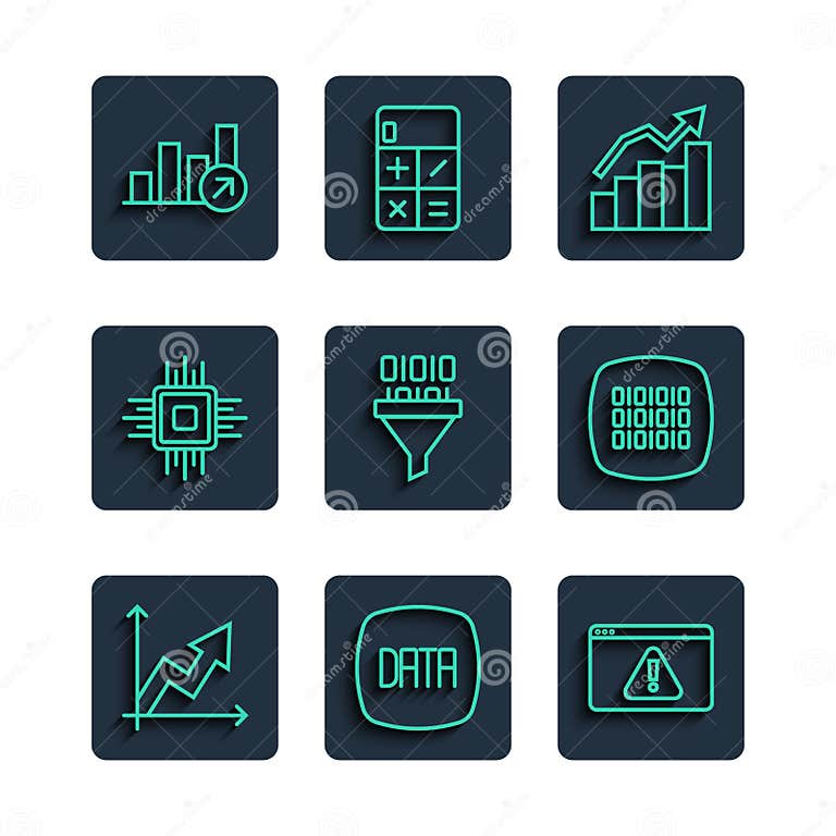 Set Line Financial Growth Data Analysis Browser With Exclamation Mark Binary Code Processor