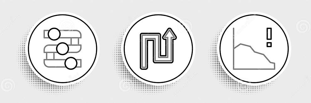 Set Line Financial Growth Decrease, Graph, Chart, Diagram and Arrow Icon. Vector Stock ...