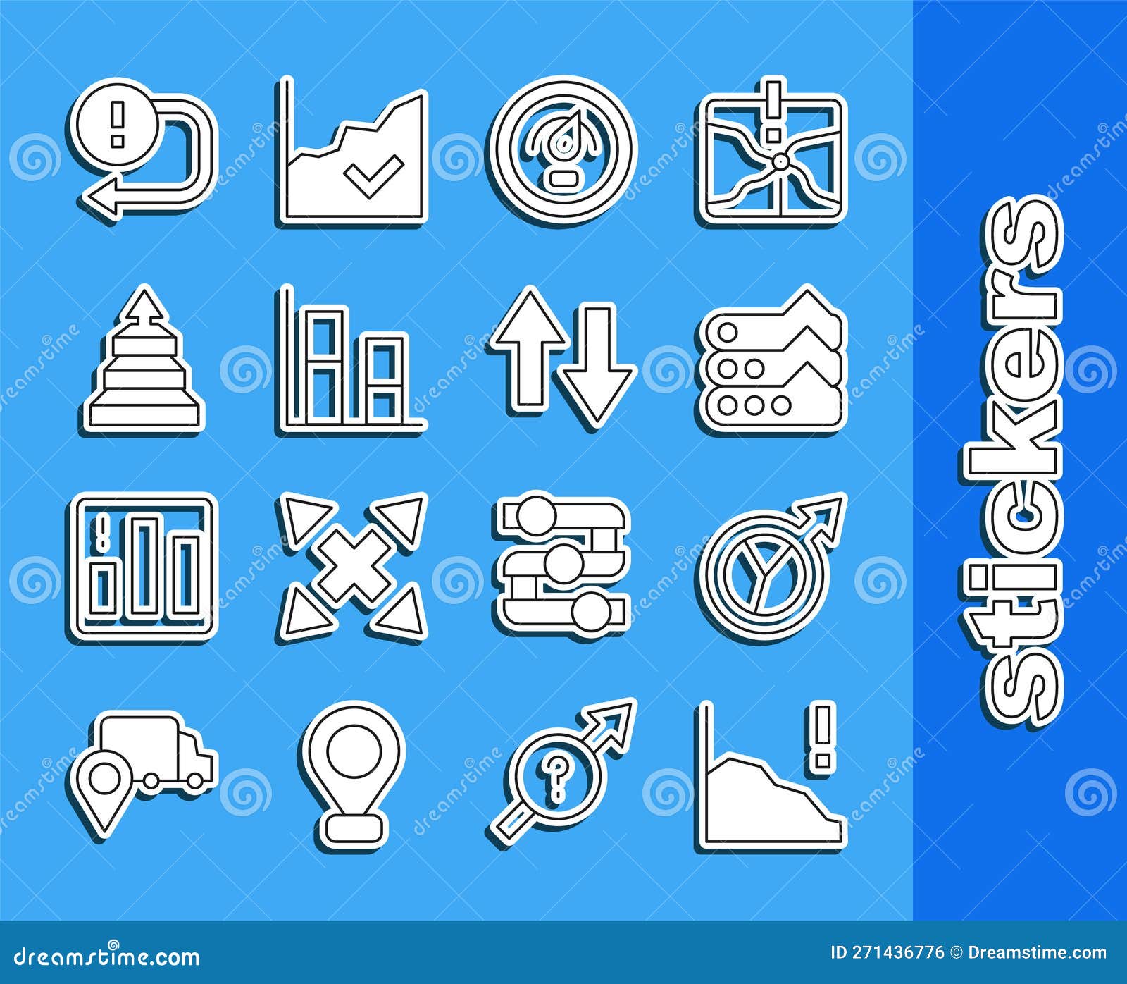 Set Line Financial Growth Decrease, Graph, Chart, Diagram, Digital Speed Meter, Pyramid ...