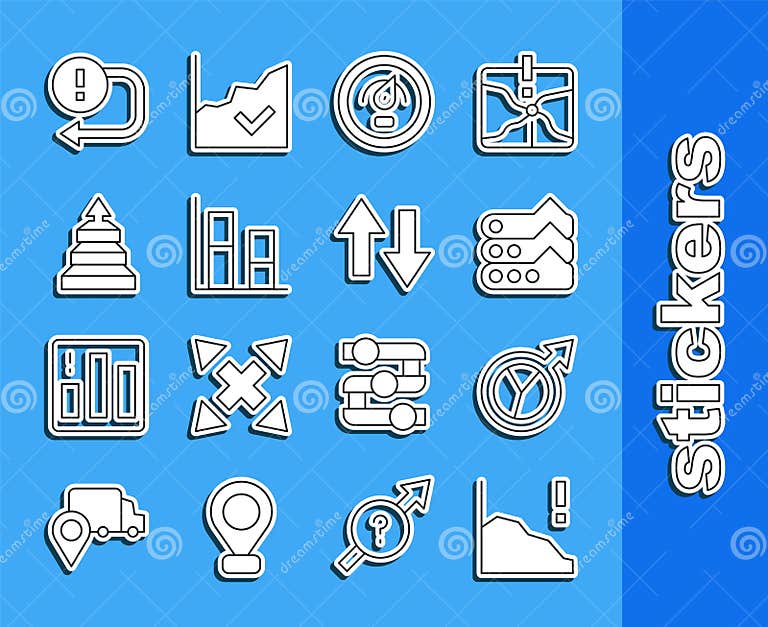 Set Line Financial Growth Decrease, Graph, Chart, Diagram, Digital ...