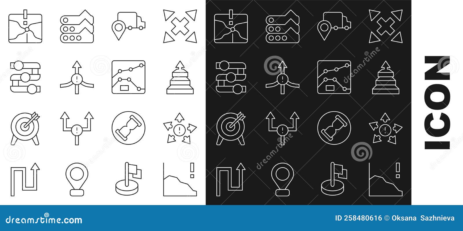 Set Line Financial Growth Decrease, Many Ways Directional Arrow, Pyramid Chart Infographics ...