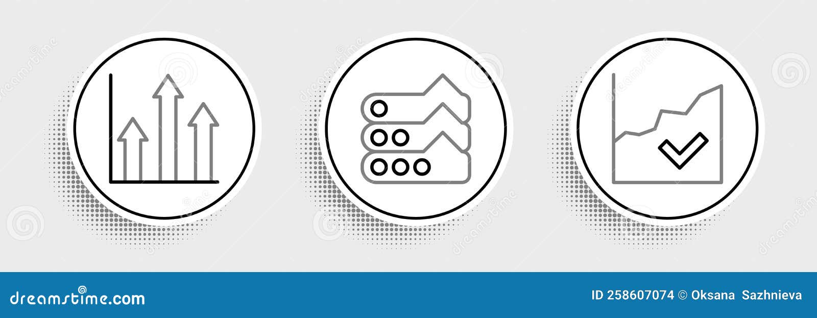 Set Line Financial Growth Increase, Pie Chart Infographic and Graph, Chart, Diagram Icon. Vector ...