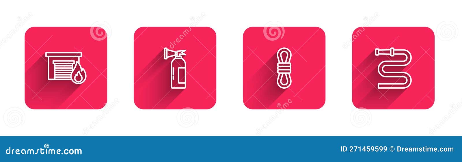 Set Line Fire in Burning Garage, Extinguisher, Climber Rope and Hose ...