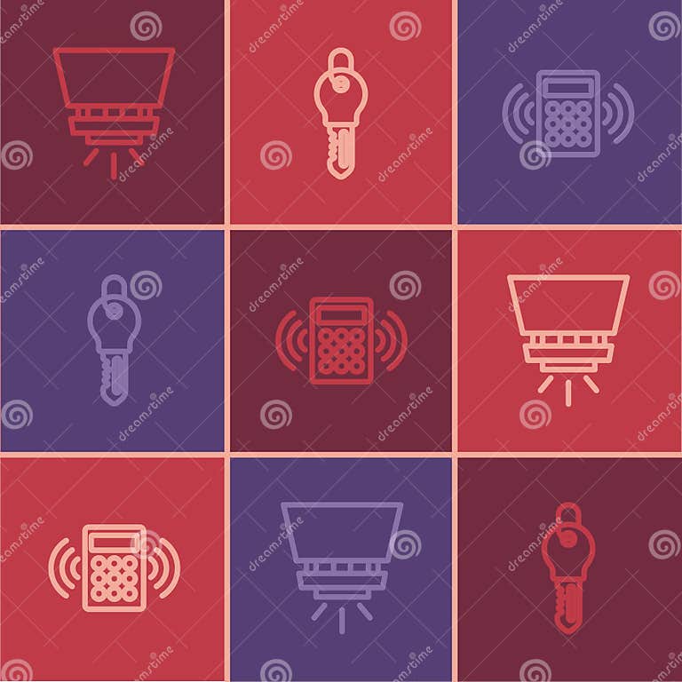 Set Line Fire Sprinkler System, Security Keypad Access Panel and Key ...