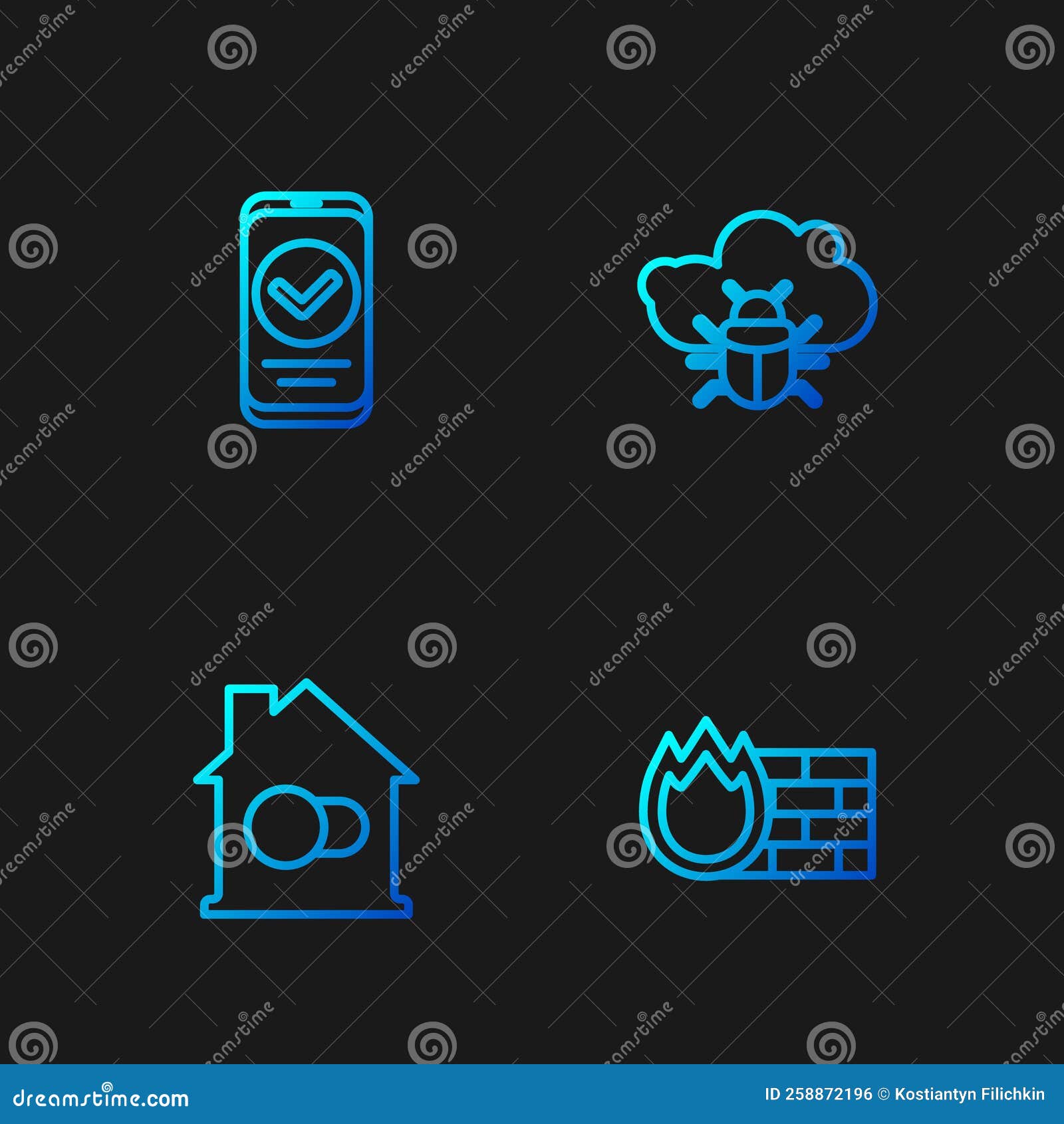 Set Line Firewall, Security Wall, Smart Home, Smartphone and System Bug ...