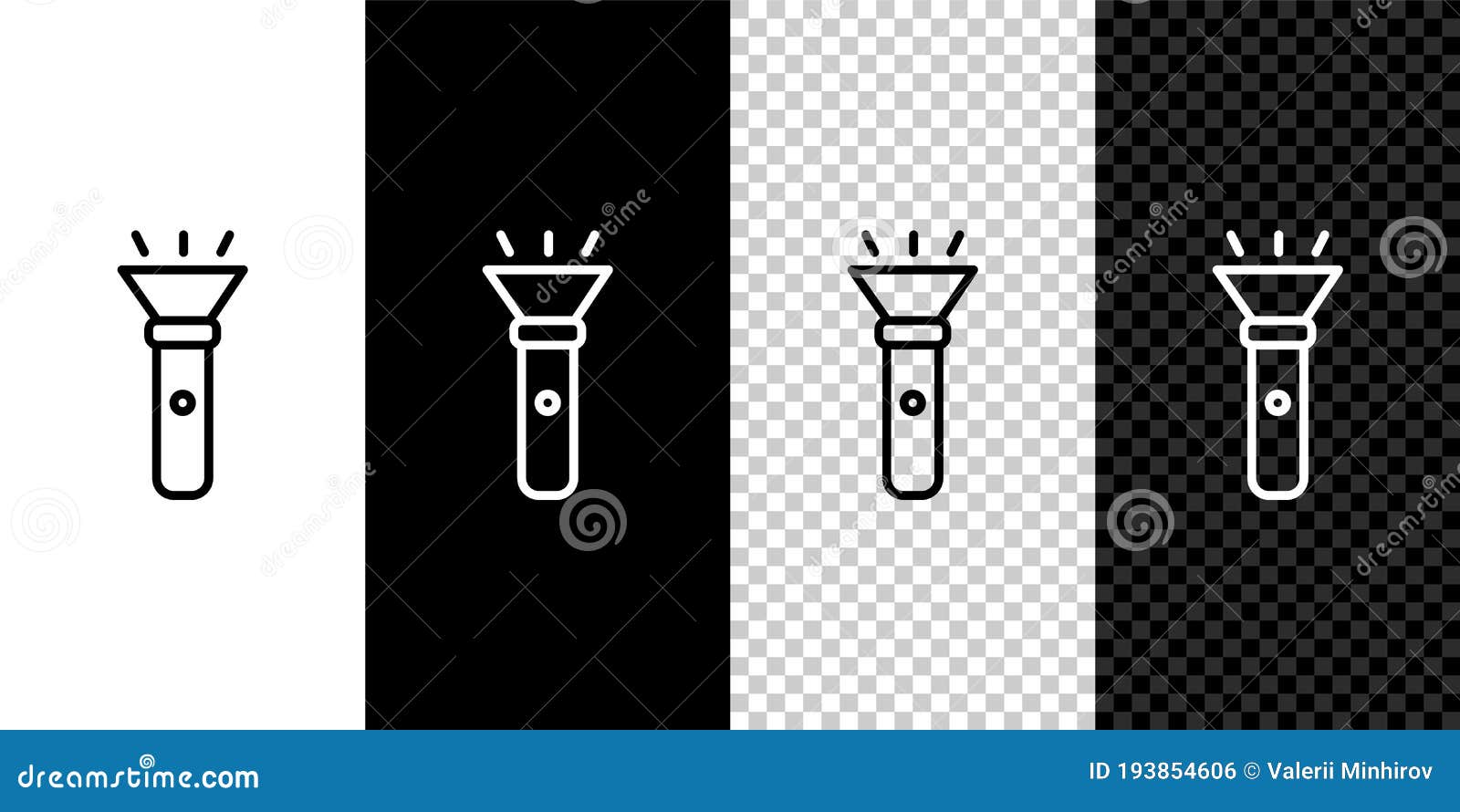 Flashlight Icon Isolated On White, Clip Art Flashlight And Beam, Flat ...