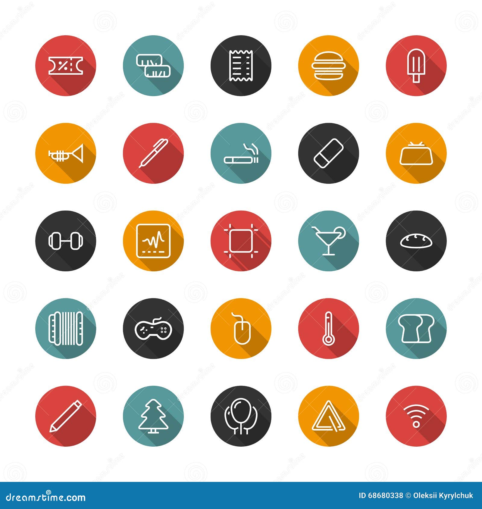 Set Line Flat Icons. Vector Collection User Interface Stock Vector ...