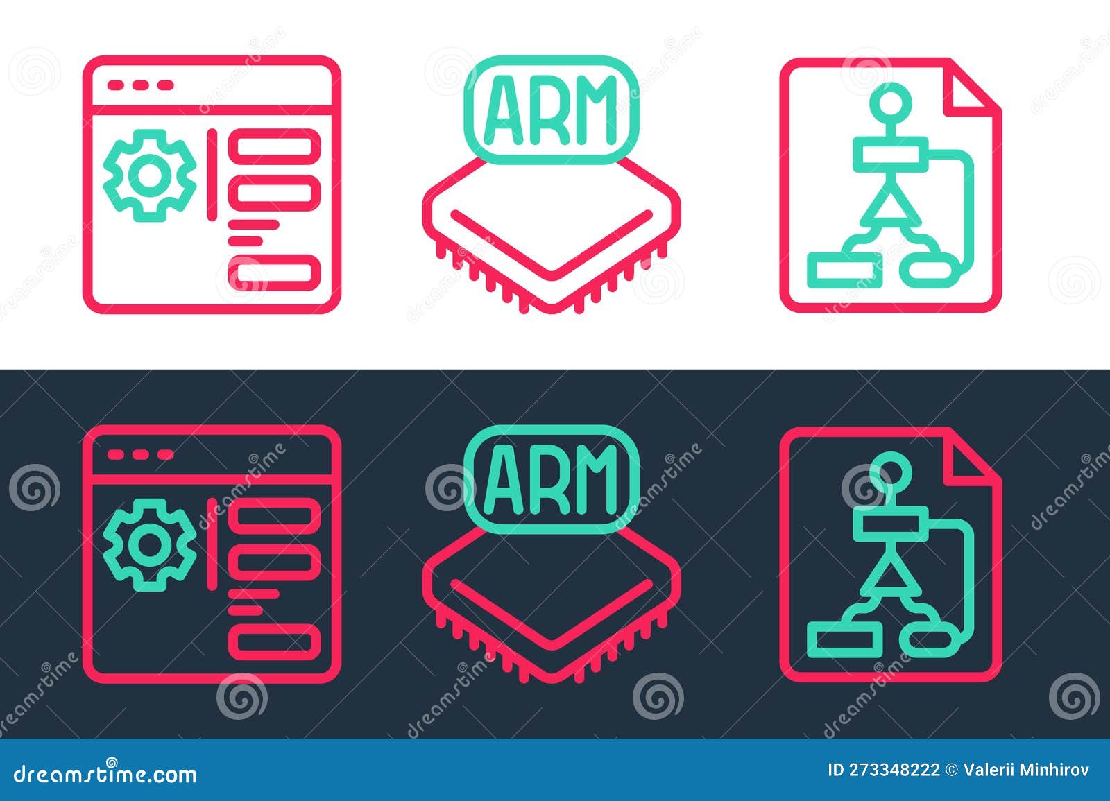 Set Line Flowchart, Browser Setting and Processor Icon. Vector Stock ... Set Line Flowchart, Browser Setting and Processor Icon. Vector Stock ...