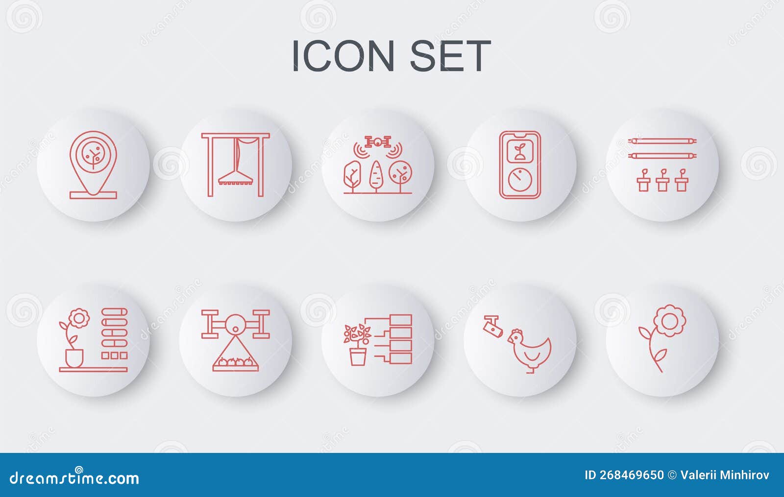 Set Line Flower, Status, Smart Farm with Drone, Chicken and Camera ...