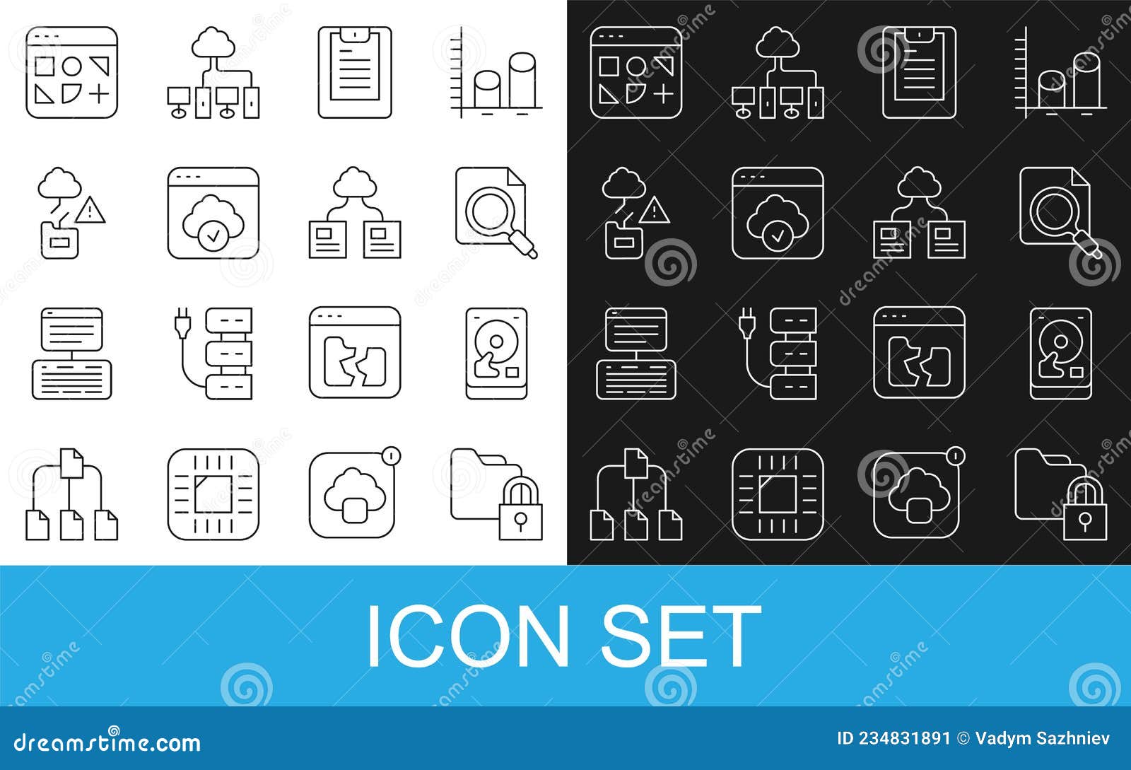 Set Line Folder and Lock, Hard Disk Drive HDD, Search Concept with ...