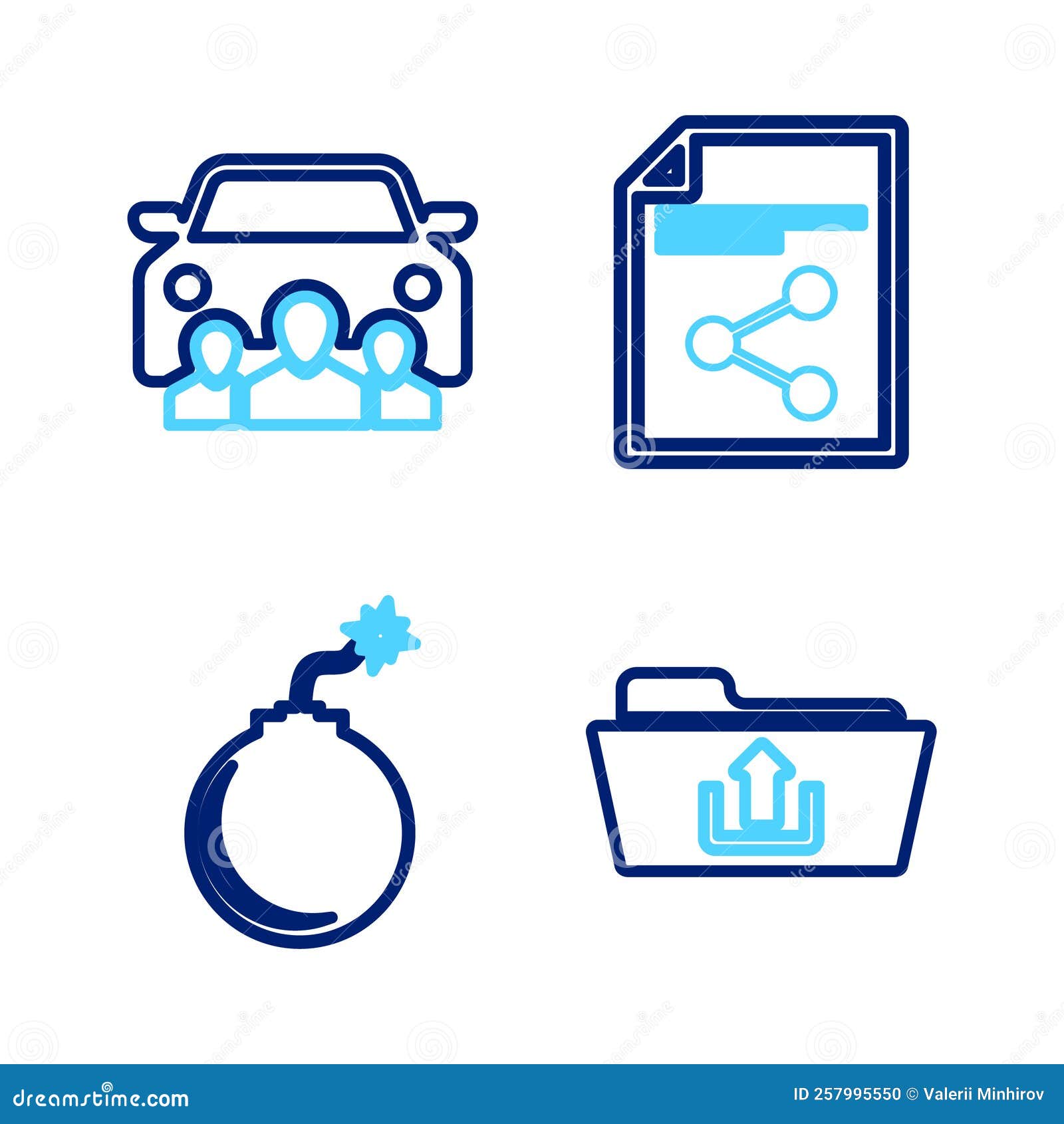 Set Line Folder Upload, Bomb Ready To Explode, Share File and Car ...