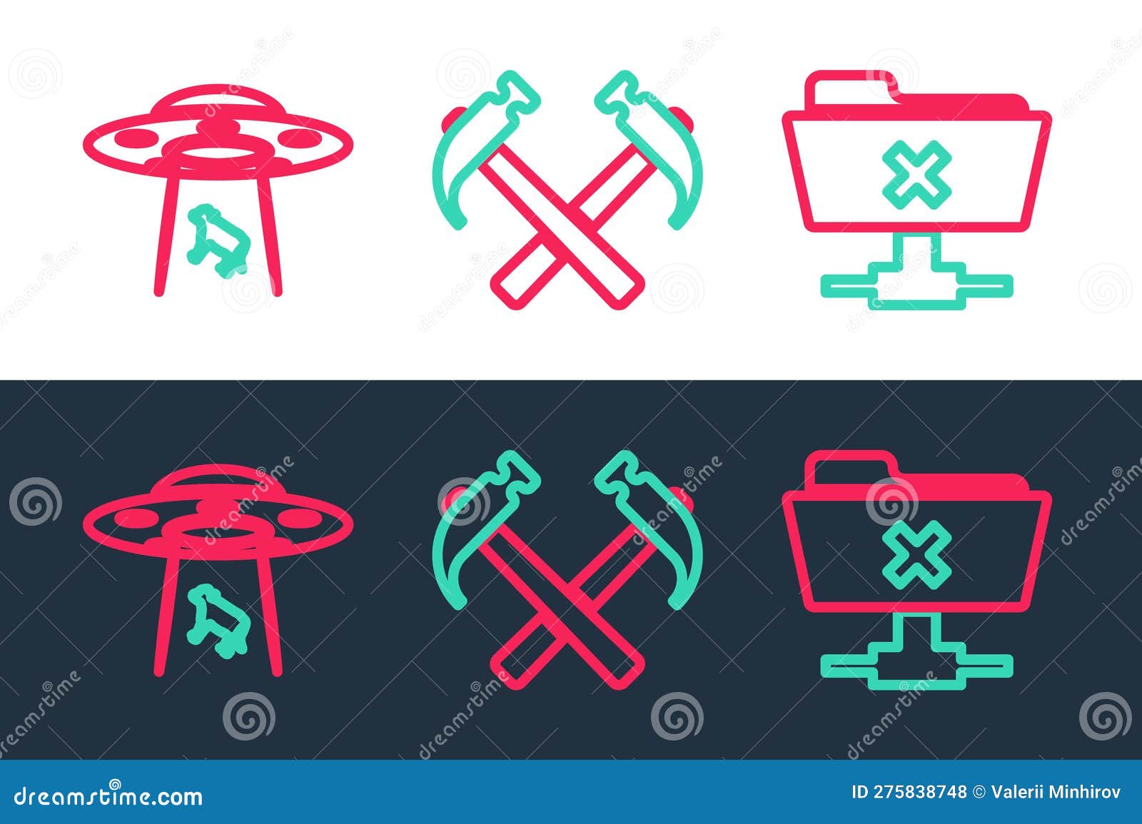Set UFO Abducts Cow, Two Crossed Hammers, Loading And Moon And Stars ... Set UFO Abducts Cow, Two Crossed Hammers, Loading And Moon And Stars ...