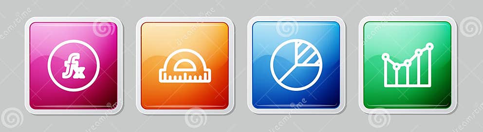 Set Line Function Mathematical Symbol, Protractor, Pie Chart Infographic and Graph, Schedule ...