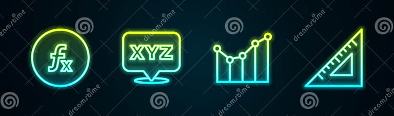 Set Line Function Mathematical Symbol, XYZ Coordinate System, Graph, Schedule, Chart, Diagram ...