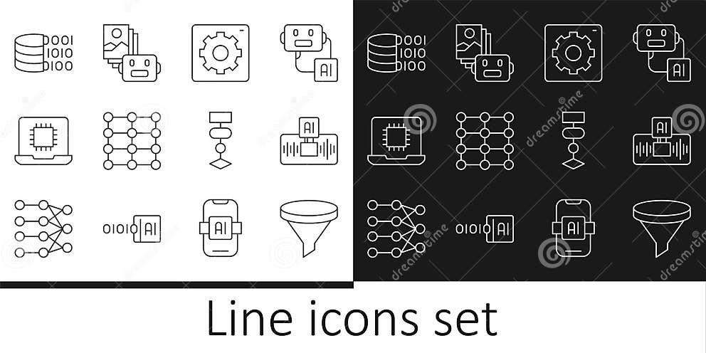 Set Line Funnel or Filter, Artificial Intelligence AI, Computer Api ... Set Line Funnel or Filter, Artificial Intelligence AI, Computer Api ...