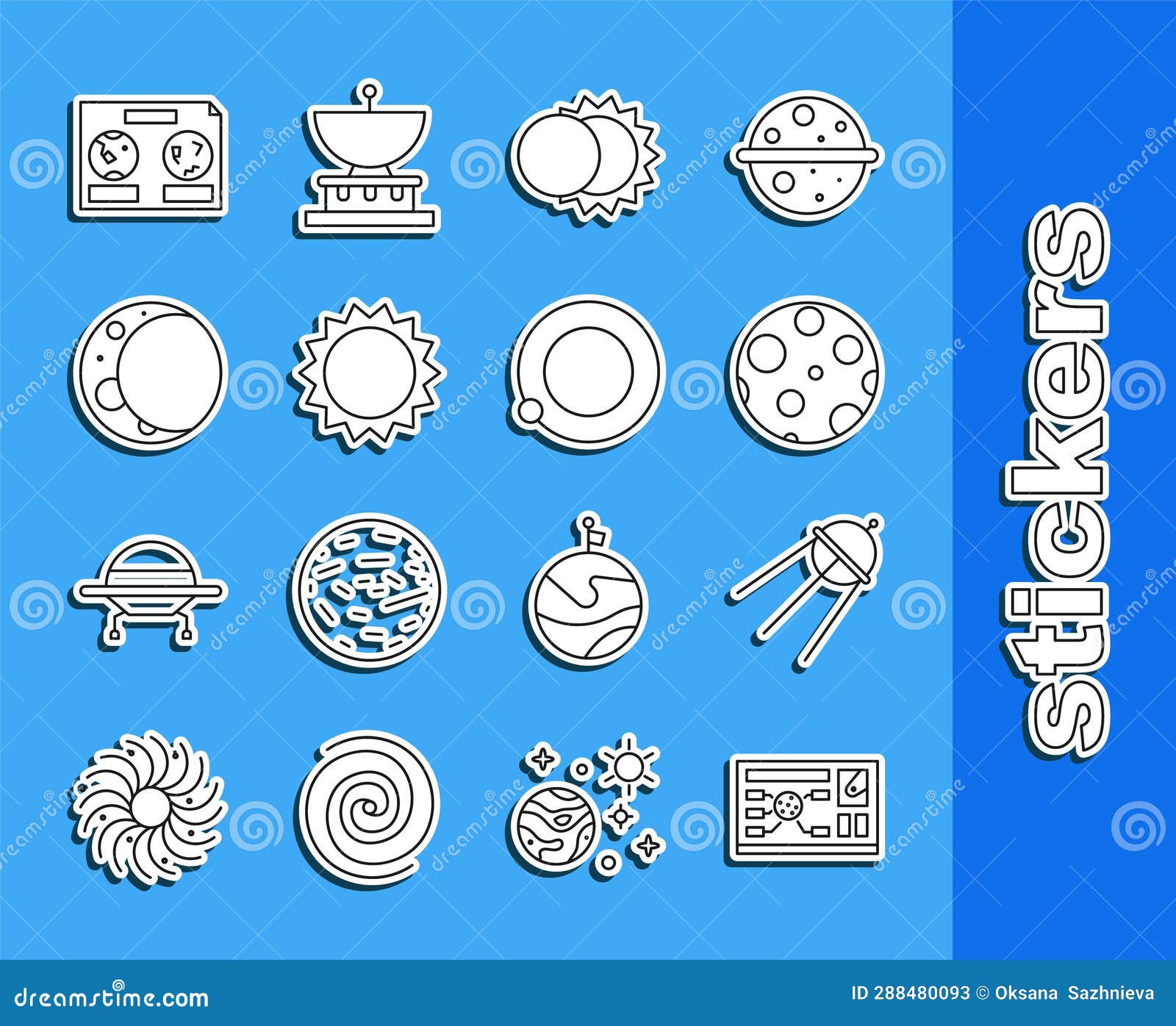 Set Line Futuristic Hud Interface, Satellite, Moon, Eclipse of the Sun ...